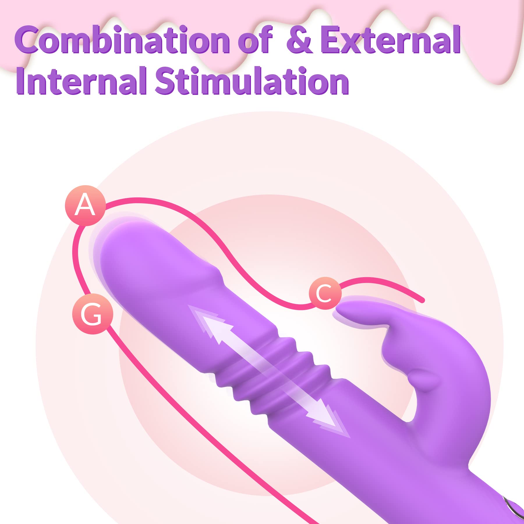Beaded Thrusting Rabbit Vibrator - BOMBEX William, 9.8" Triple Action G Spot Vibrator with Independent Clitoral Stimulator, 10 Patterns, Waterproof & Rechargeable Sex Toys for Women, Rose