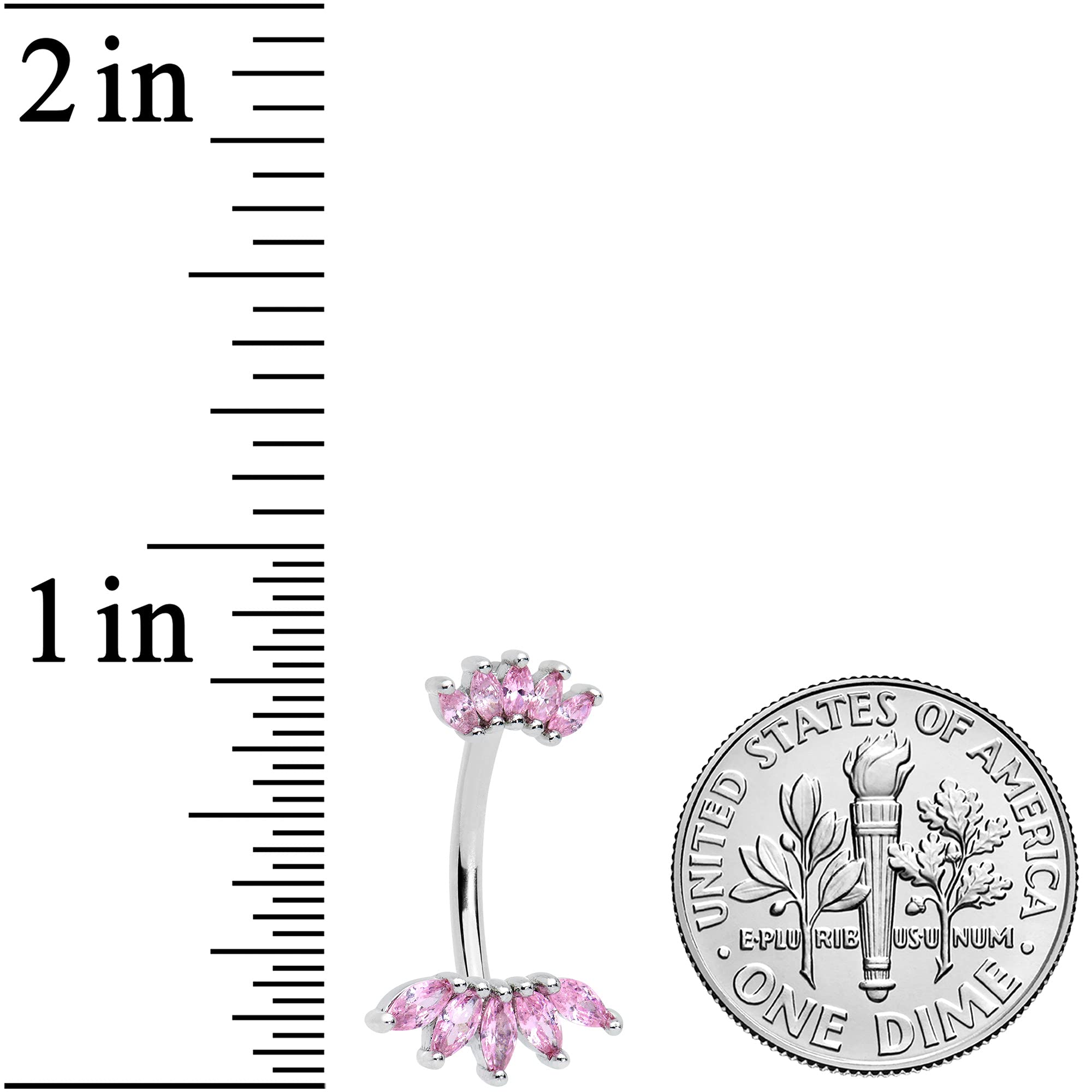 Body Candy Womens 14G 316L Stainless Steel Navel Ring Piercing Pink Accent Double Crown Belly Button Ring