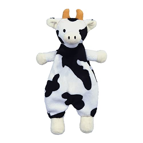 Doindute Baby Cow Soft Stuffed Animal Security Blanket, Plush Cow Character Lovey Blanket, Baby Shower/Nursery Gift, Newborn Infant Toddler Snuggle Blankie for Boys Girls, Orange Horns, 10 Inches