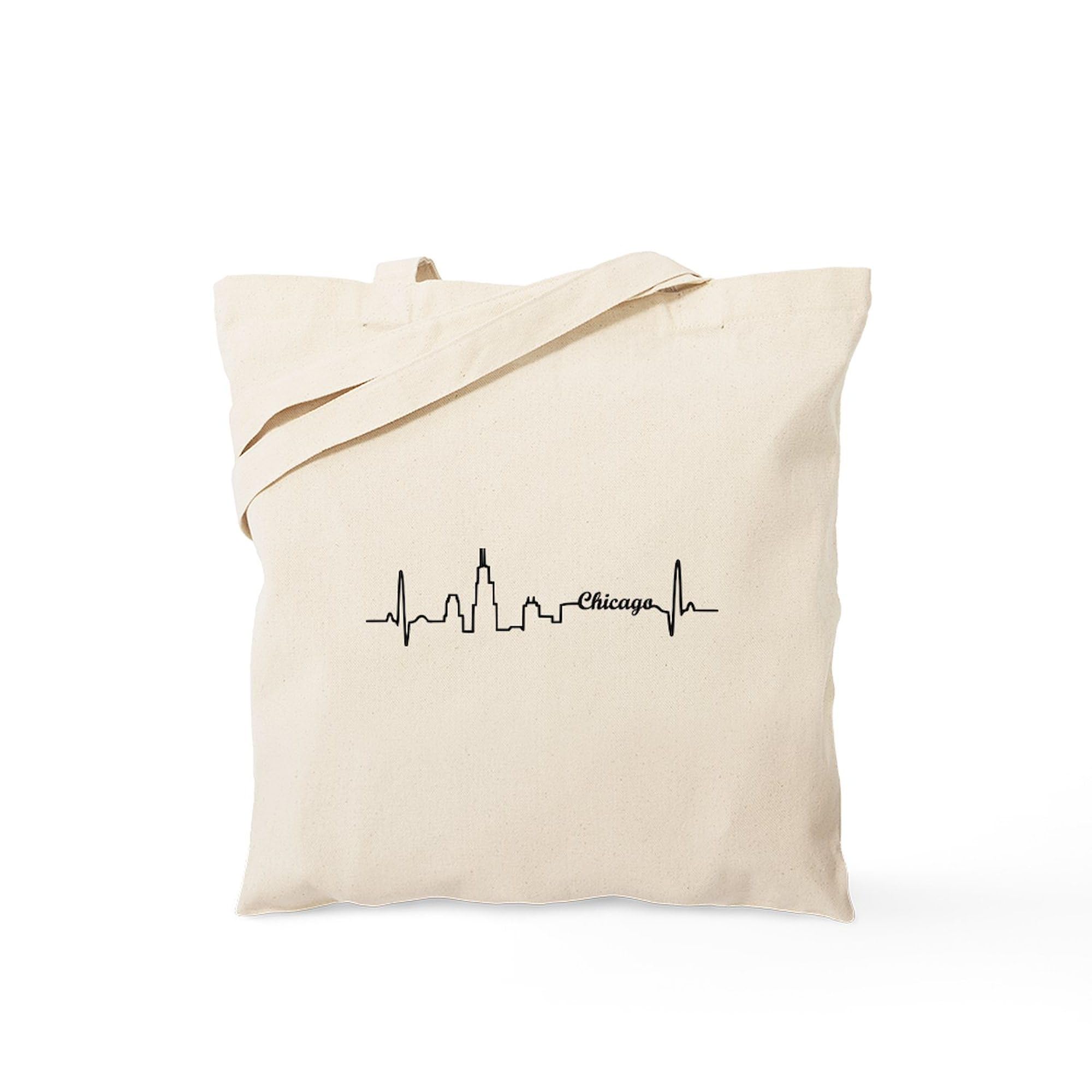 CafePress Chicago Heartbeat Letters Tote Bag Canvas Tote Shopping Bag