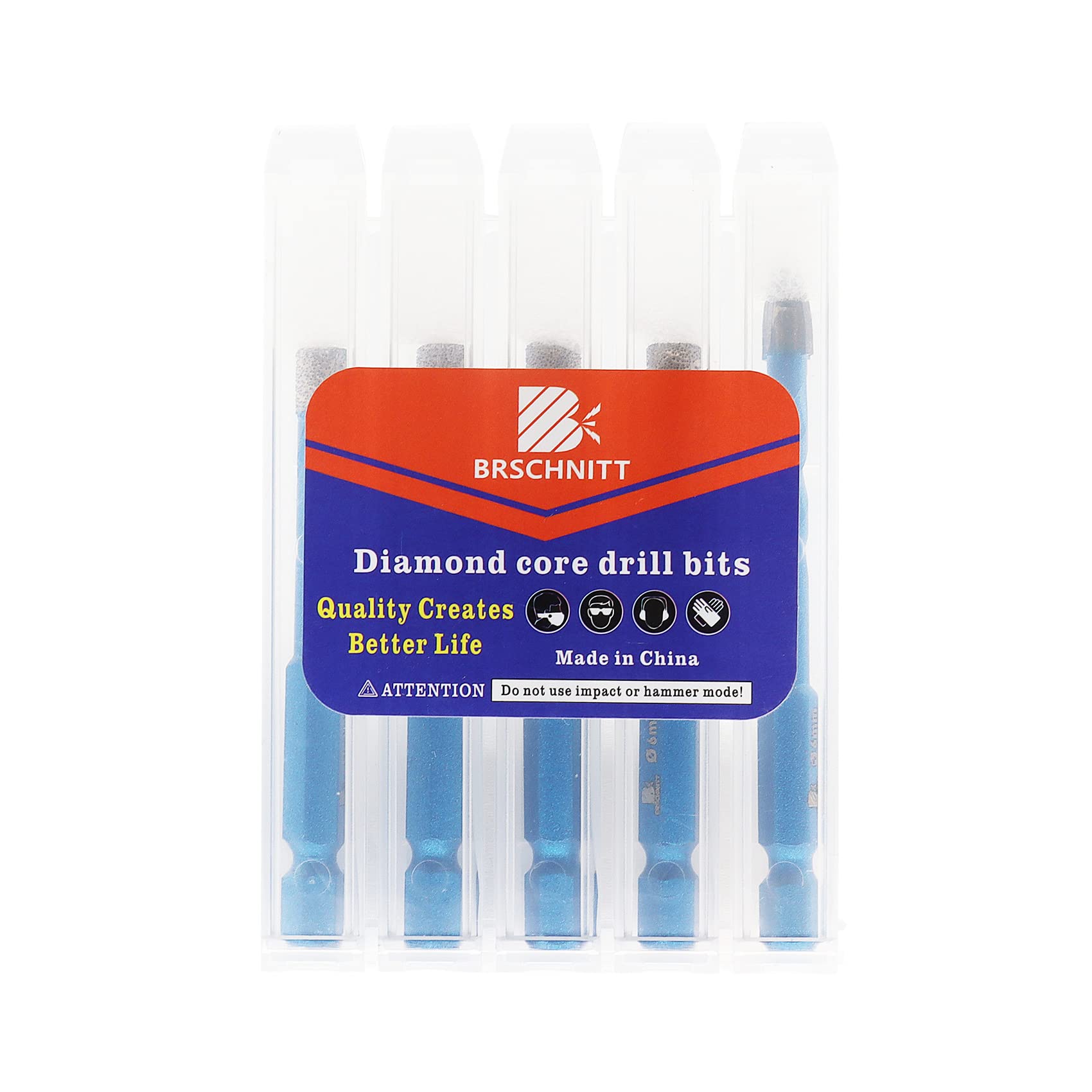 Diamond Drill Bit - BRSCHNITT 1/4 inch Masonry Drill Bits Set for Porcelain Tile Ceramic Stone Granite Marble,Hex Shank Diamond Hole Saw Drill Bit(5pcs/Pack).
