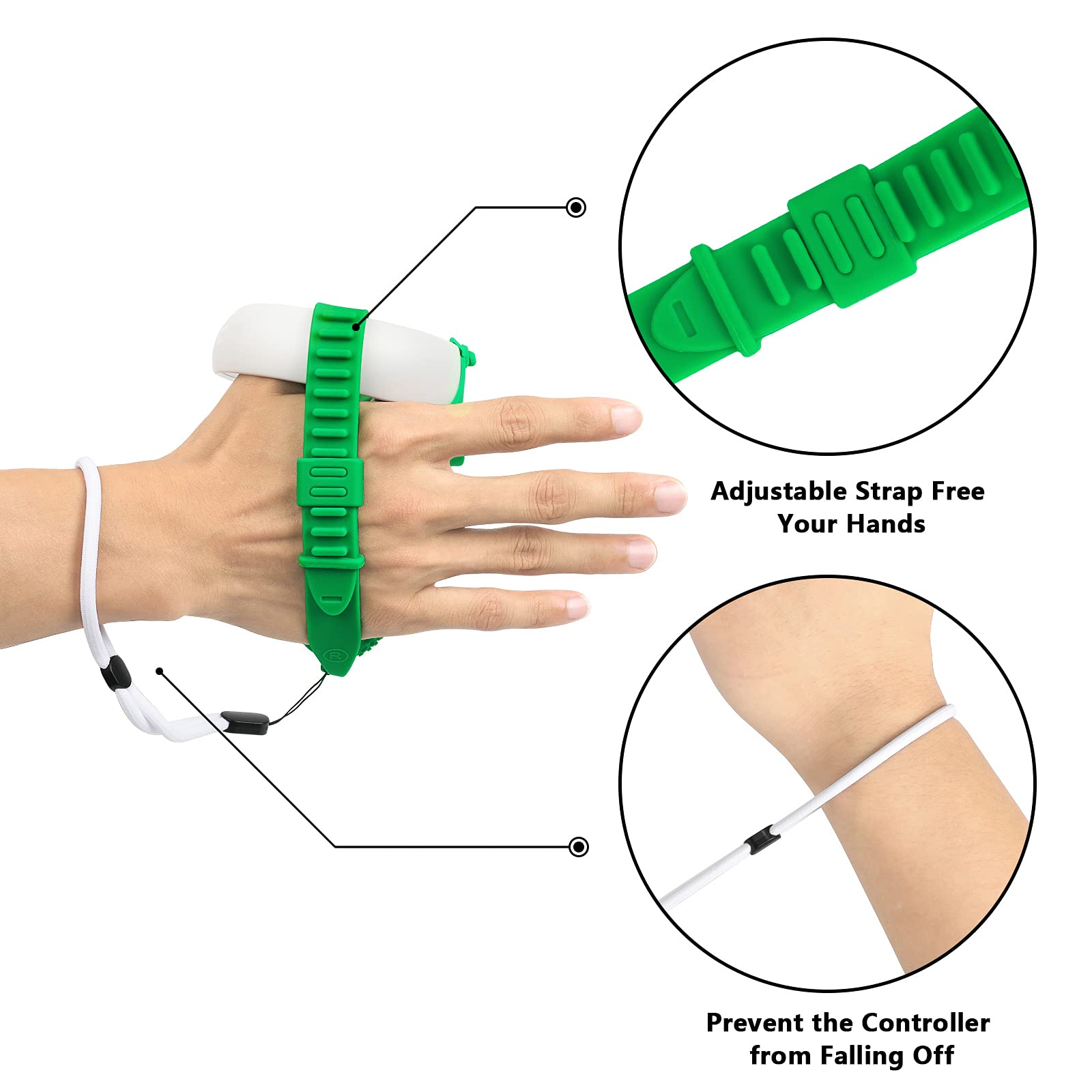 TOMSIN Touch Controller Grip Cover for Oculus Quest 2 with Silicone Face Cover, Protective Lens Cover, Silicone Handle Strap Combo, Sweatproof Lightproof Anti-Throw Accessories Set (Green)