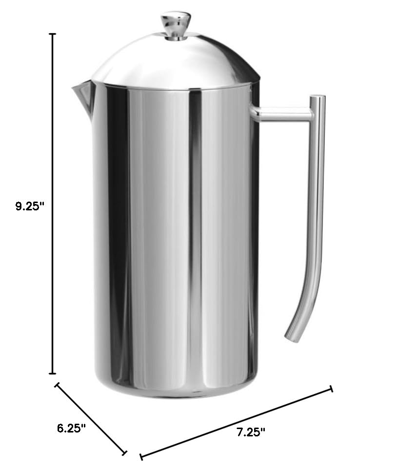 Frieling Double-Walled Stainless-Steel French Press Coffee Maker - Polished, 36 oz - Insulated Coffee Presser Stainless Steel - Coffee Press Pot - Stainless Steel Press Pot - Press Pot Insulated