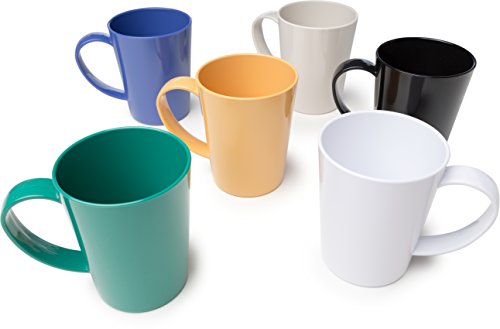 Carlisle FoodService Products Mug Plastic Coffee Mug with Large Handle for Buffets, Home, and Restaurant, Tritan, 12 Ounces, White