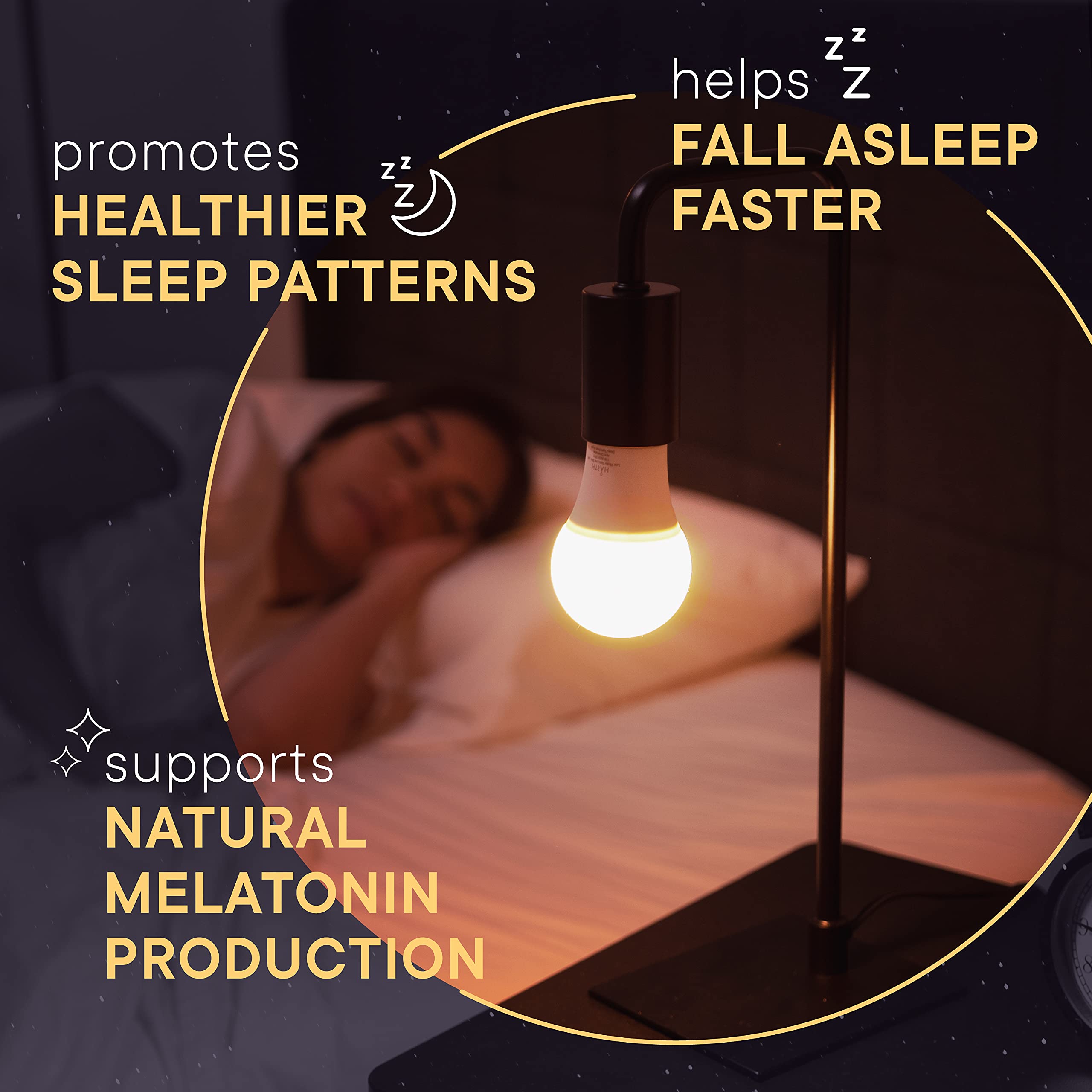 Harth Warm Light Bulbs, Sunset Red Light Bulb for Sleep, Amber Light Bulbs, No Blue Light, Colored Light Bulbs. 7 Watts 500 Lumen 40 Watt Equivalent Bedroom Lamp.
