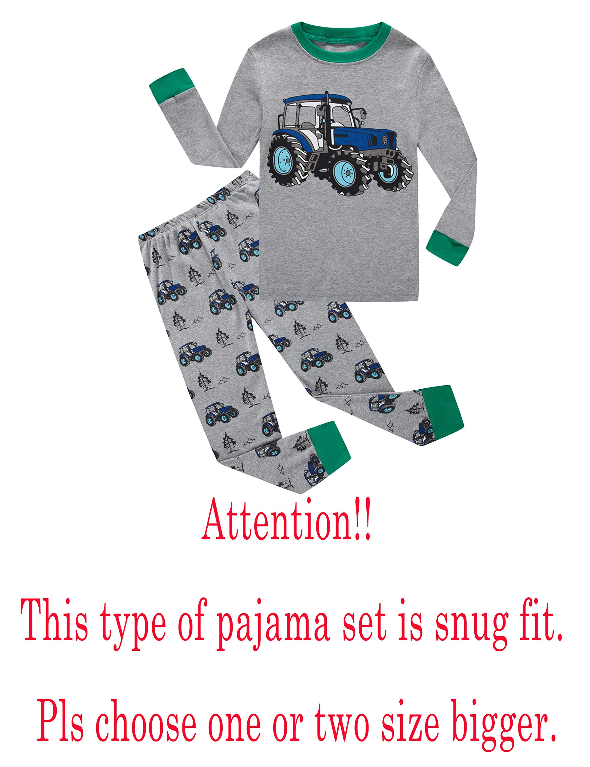 KikizYe Tractor Baby Boys Long Sleeve Pajamas sets Pants 100% Cotton Sleepwear Infant Size 12-18 Mothes