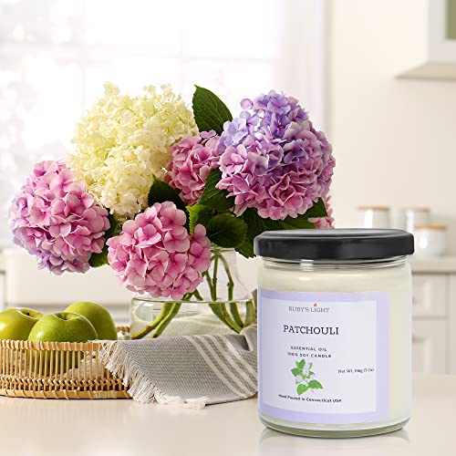 Patchouli Essential Oil Candle | Aromatherapy for The Home | 9 Oz Glass Jar | All-Natural Soy Candles | Cotton Wick | High Scent | 40 Hours Burn Time | Gift for Women & Men (Patchouli)