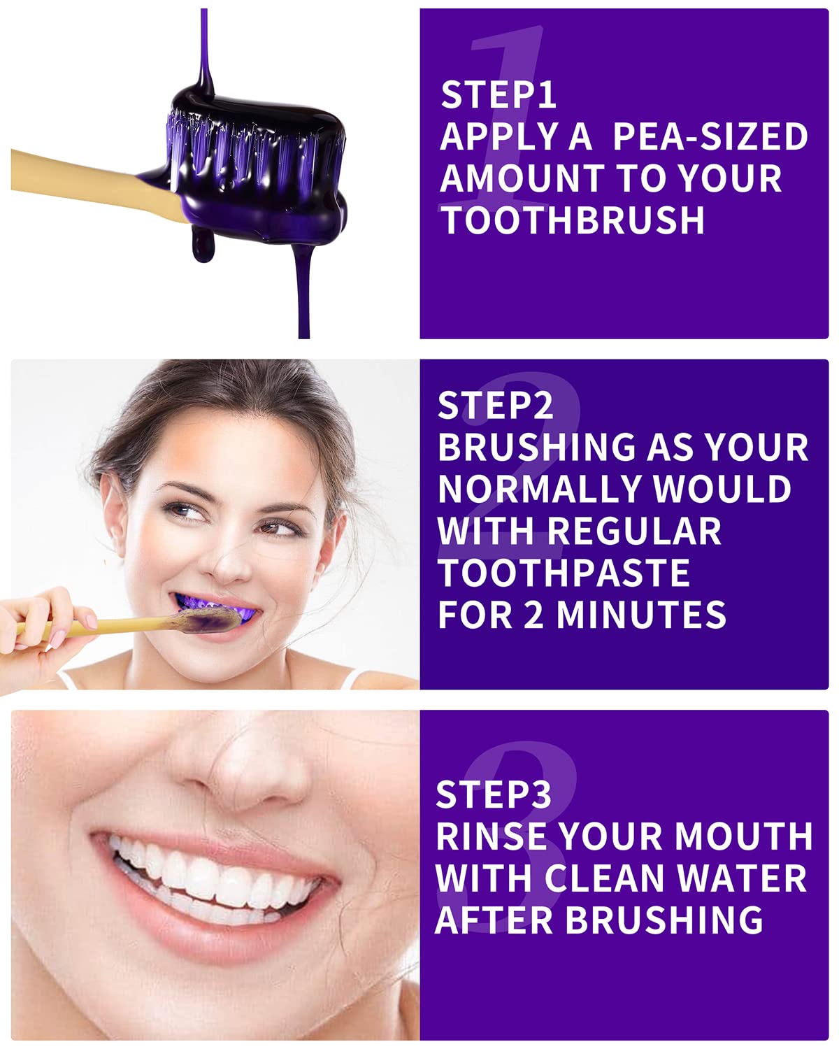 Dental Purple Toothpaste for Teeth Whitening, Tooth Stain Removal, Tooth Paint Booster for Brightness and Reduce Yellowing