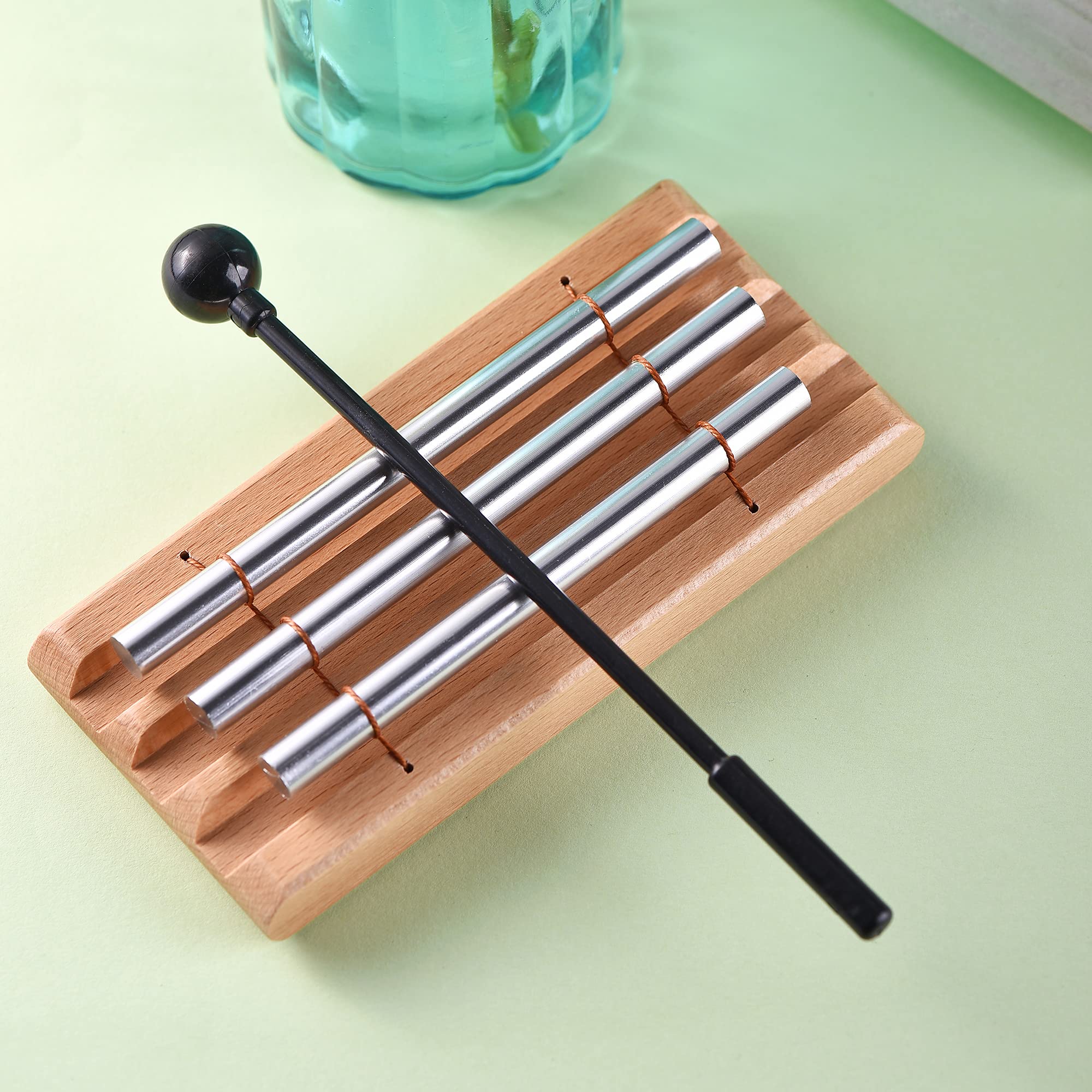 Three Tone Meditation Chime, Trio Hand Chime Bell Percussion Instrument for Yoga, and Teachers’ Classroom Management