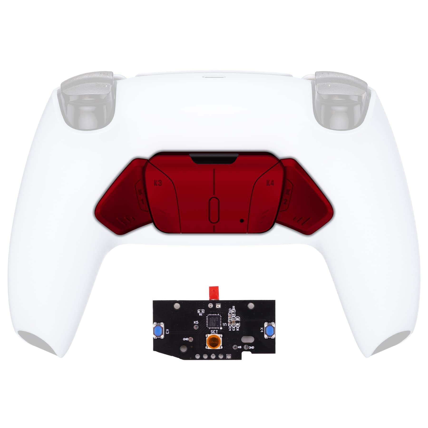 Turn RISE to RISE4 Kit – Redesigned Scarlet Red K1 K2 K3 K4 Back Buttons Housing & Remap PCB Board for PS5 Controller eXtremeRate RISE & RISE4 Remap kit - Controller & Other Accessories NOT Included
