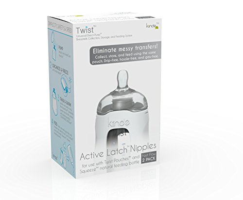 Kiinde Twist Active Latch Nipples for Breast Milk - Fast Flow (2 Pack)