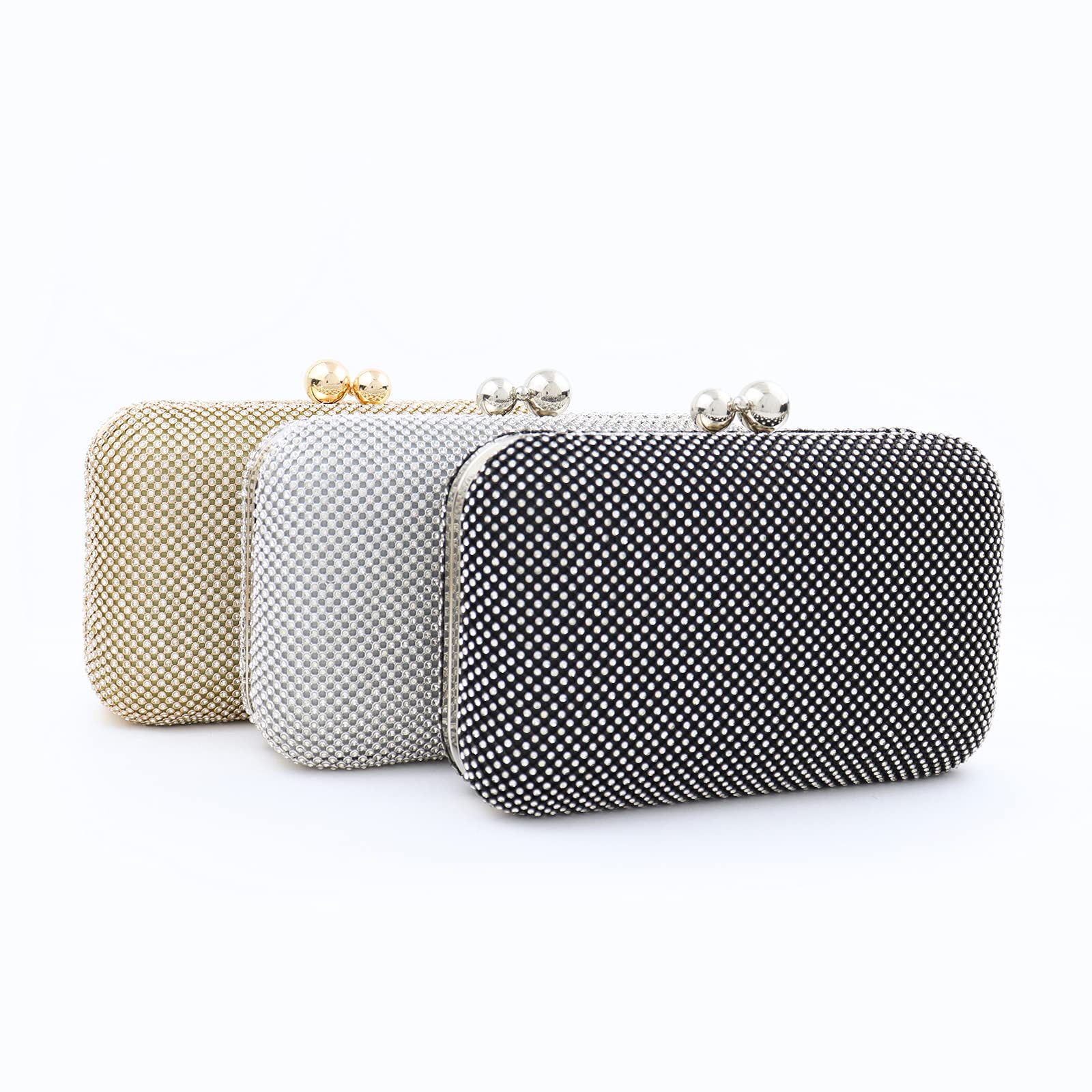 topfive Clutch Purses for Women Evening Bag Rhinestones Clutch Crystal Purse Party Bag with Flora Clasp Wedding Prom (silver-001)