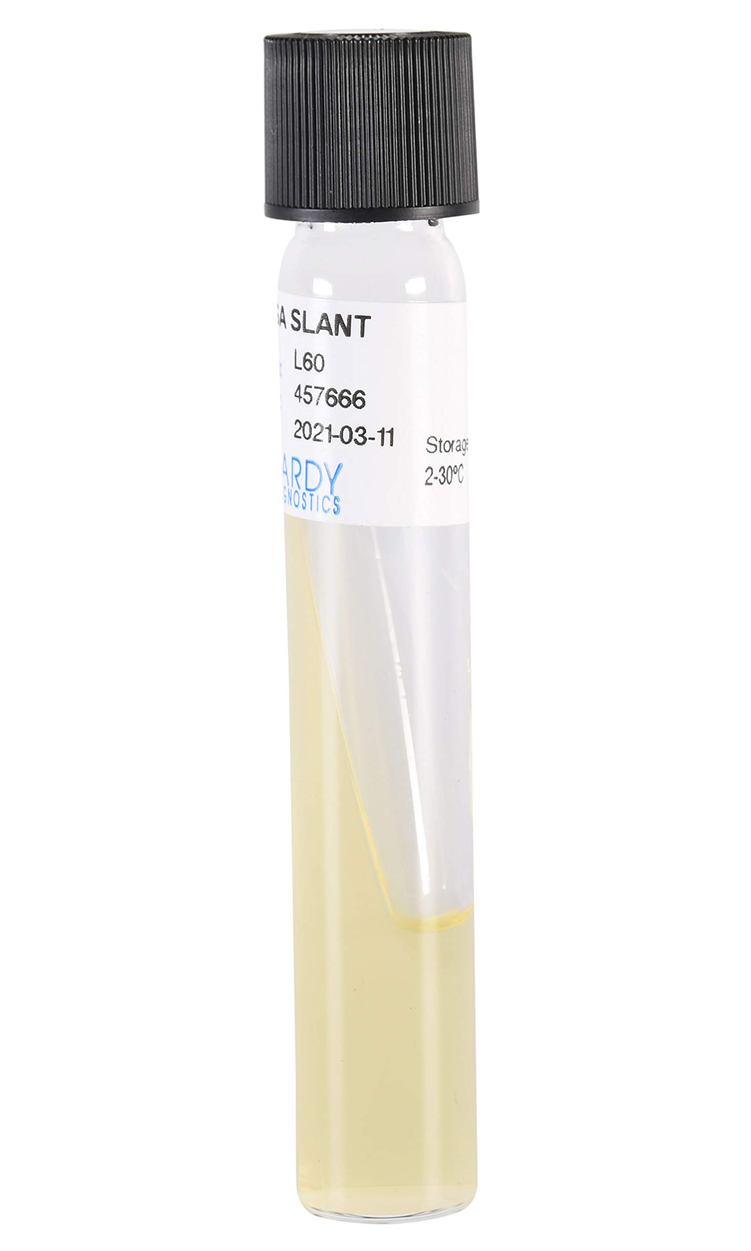 Tryptic Soy Agar (TSA) Slant, General Growth Medium, 16x100mm Glass Tube, Order by the Package of 20, by Hardy Diagnostics