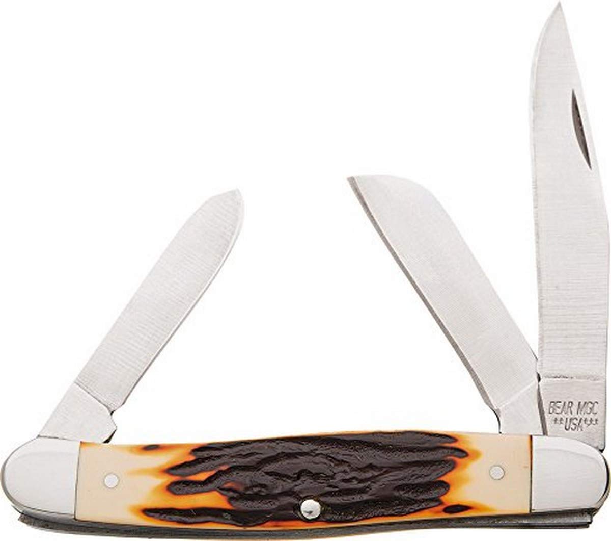 Bear & Son Cutlery 3 7/8" Stag Delrin Large Stockman Knife, Burnt