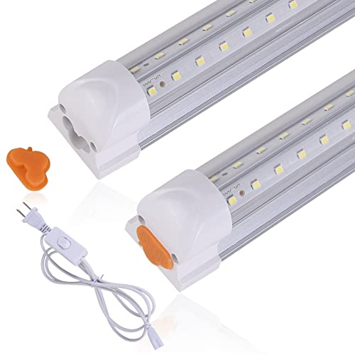 PARNOARCK Led Shop Light, Led Garage Light,2FT 20W T8 6000K Daylight 2600LM Linkable Clear Cover Integrated V-Shape,for Shop Warehouse Workbench Home Under Cabinet
