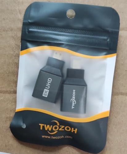 Twozoh 8K Micro HDMI Adapter (2-Pack), 2.1 Micro HDMI Male to Standard HDMI Female Adapter Convertor Support 8K@60Hz, 4K@144Hz, 2K@240Hz