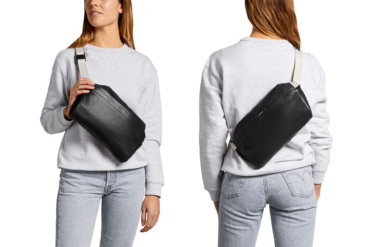 Bellroy Sling Bag - Premium (Premium Leather & Fabric Crossbody Bag For Men & Women, Multiple Organization Compartments, Magnetic Clasp) - BlackSand