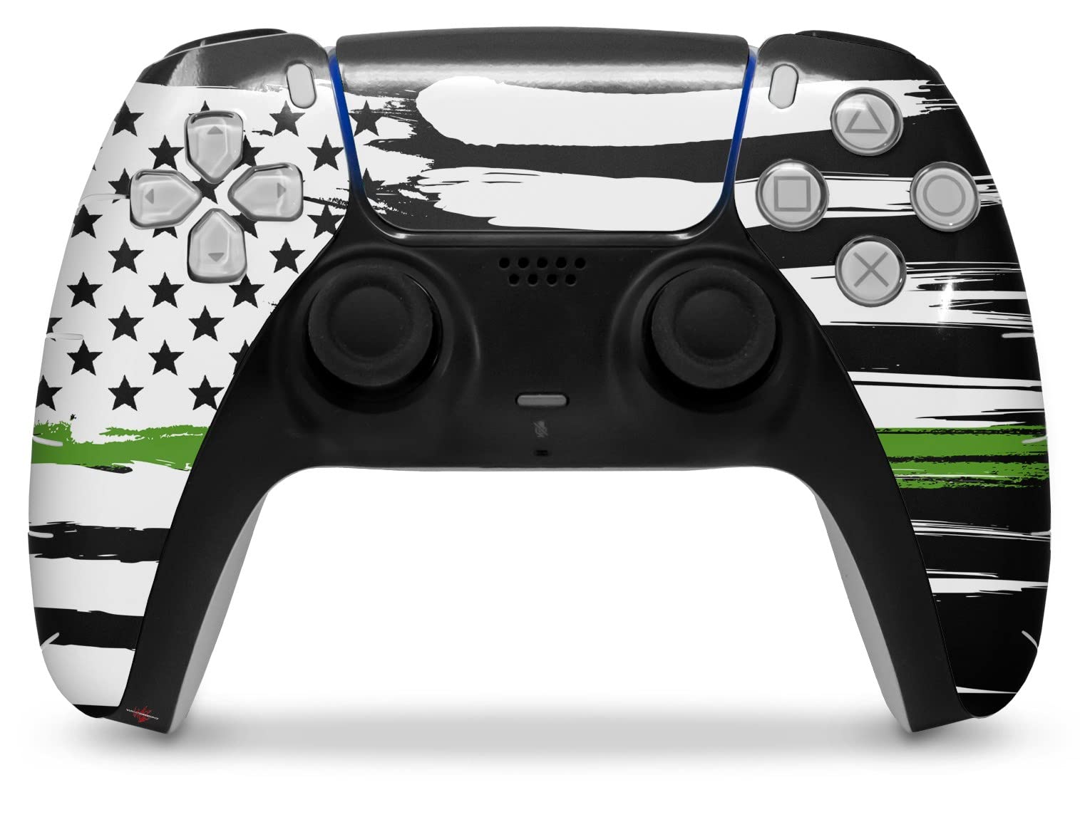 WraptorSkinz Skin Wrap compatible with Sony PS5 DualSense Controller Brushed USA American Flag Green Line (CONTROLLER NOT INCLUDED)