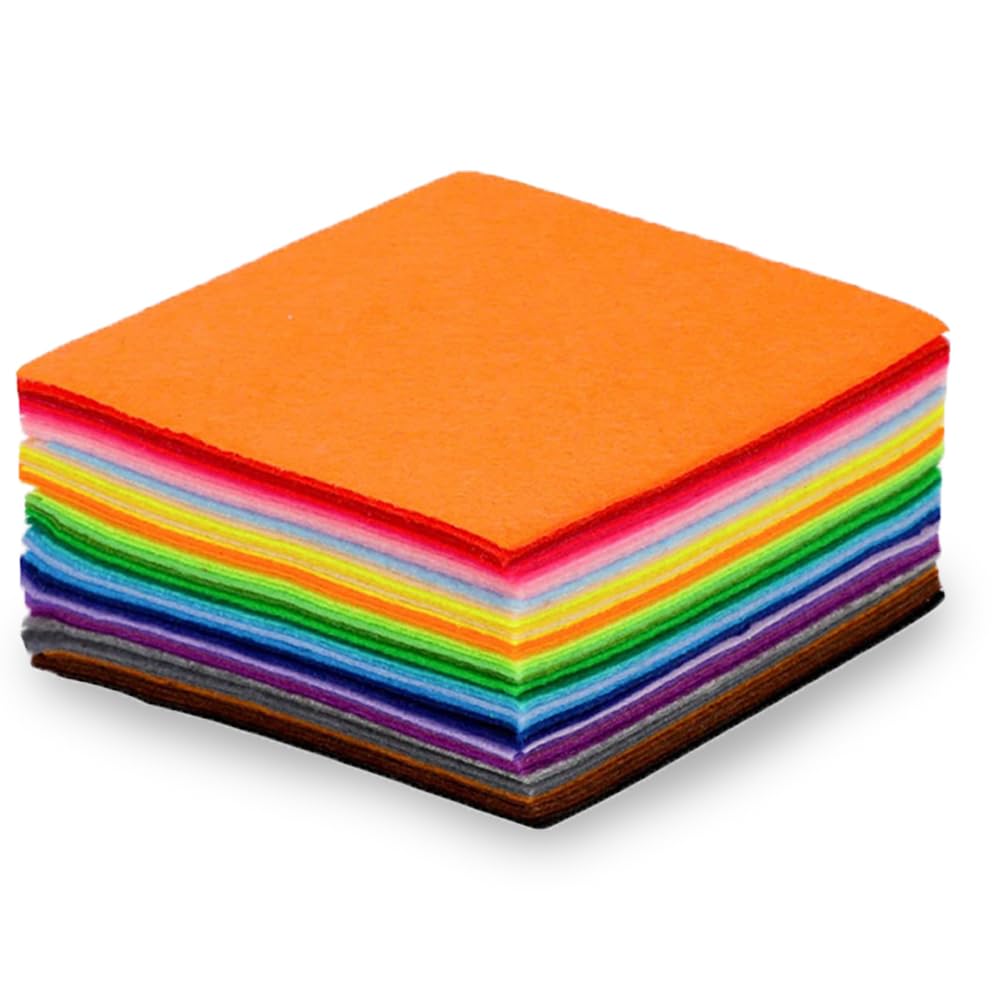 Dudnbt 42pcs 6 x 6 inches Felt Fabric Sheets - Fabrics DIY Craftwork Sewing Patchwork, Felt Crafts Assorted Colour Polyester Felt Sheet for Art and Craft