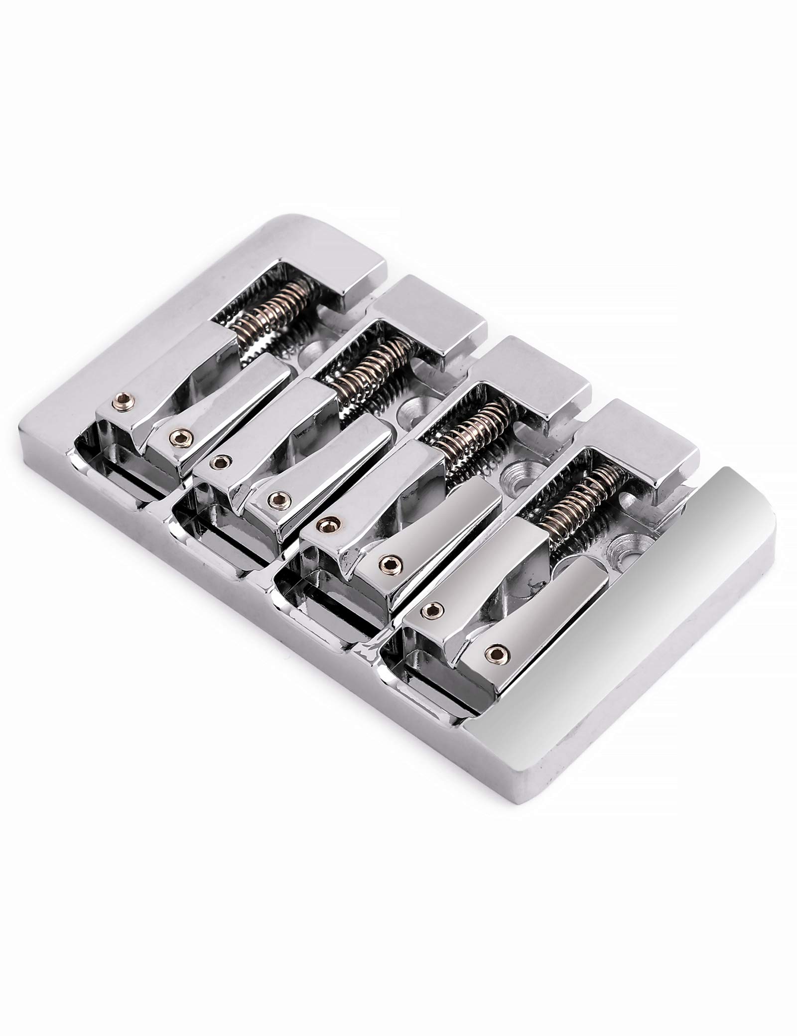 Bogart 4 String Bass Bridge A Style Top Load and String Through Body Tailpiece with Zinc Saddles for Electric Jazz Bass P Bass Chrome High Mass.