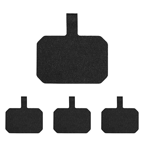 Dutyway 4 pcs Cell Phone Tether Tabs,Universal Fabric Phone Tether Patch Pad, Mobile Phone Tether Sticker Anti-Lost 4 Pack for Men Women (Black)