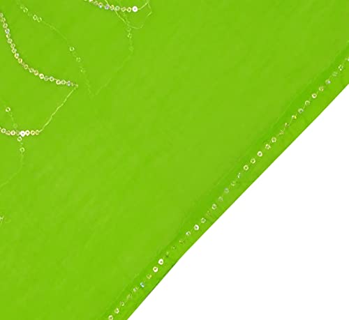 Peegli Indian Vintage Green Cloth Georgette Chiffon DIY Craft Fabric Dress Material Sequins Work Textile