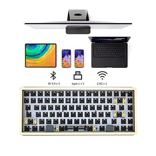 DRAOZA 84 keys Custom DIY Gaming Mechanical Keyboard Kit, Aluminum Metal CNC Shell, RGB Hot Swap 3pin/5pin Switch, Programmable Triple Mode Bluetooth 5.0/USB-C Wired/2.4GHz Wireless(Purple+Grey)