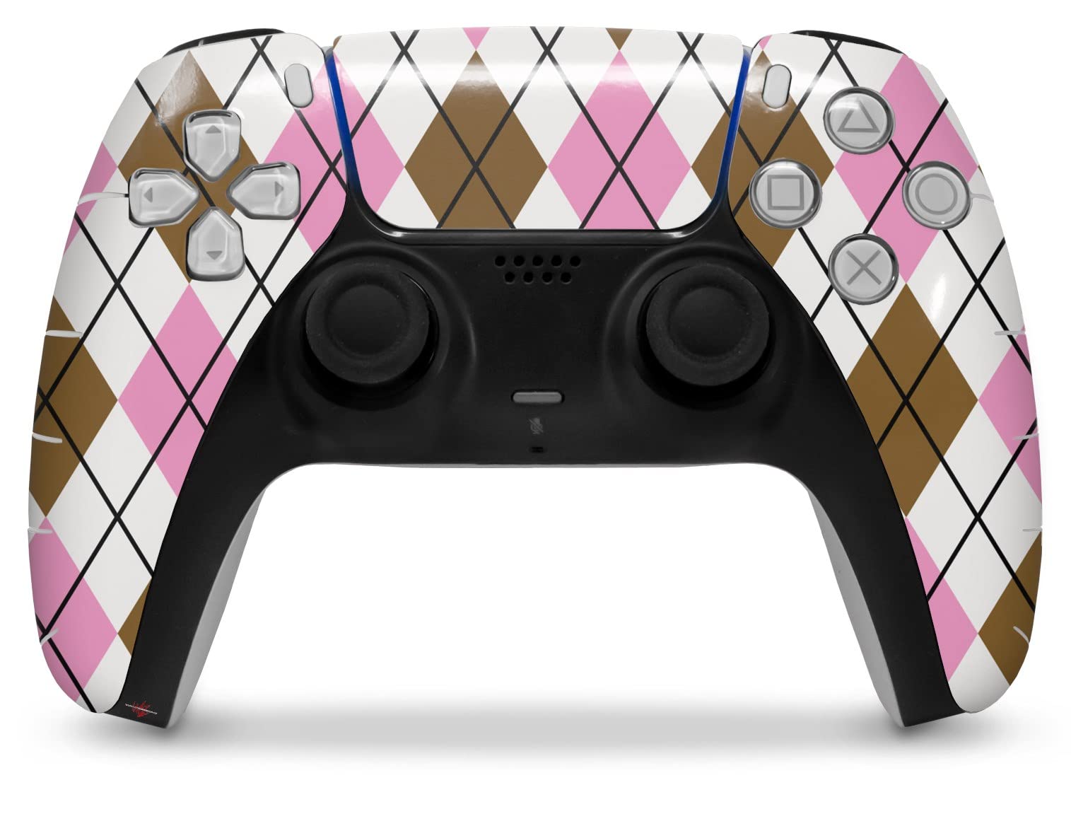 WraptorSkinz Skin Wrap compatible with Sony PS5 DualSense Controller Argyle Pink and Brown (CONTROLLER NOT INCLUDED)