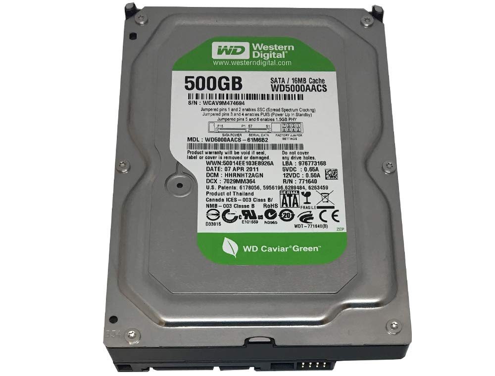 Western Digital Caviar Green 500 GB Bulk/OEM Hard Drive 3.5 Inch, 16 MB Cache, 5400 RPM SATA II WD5000AACS