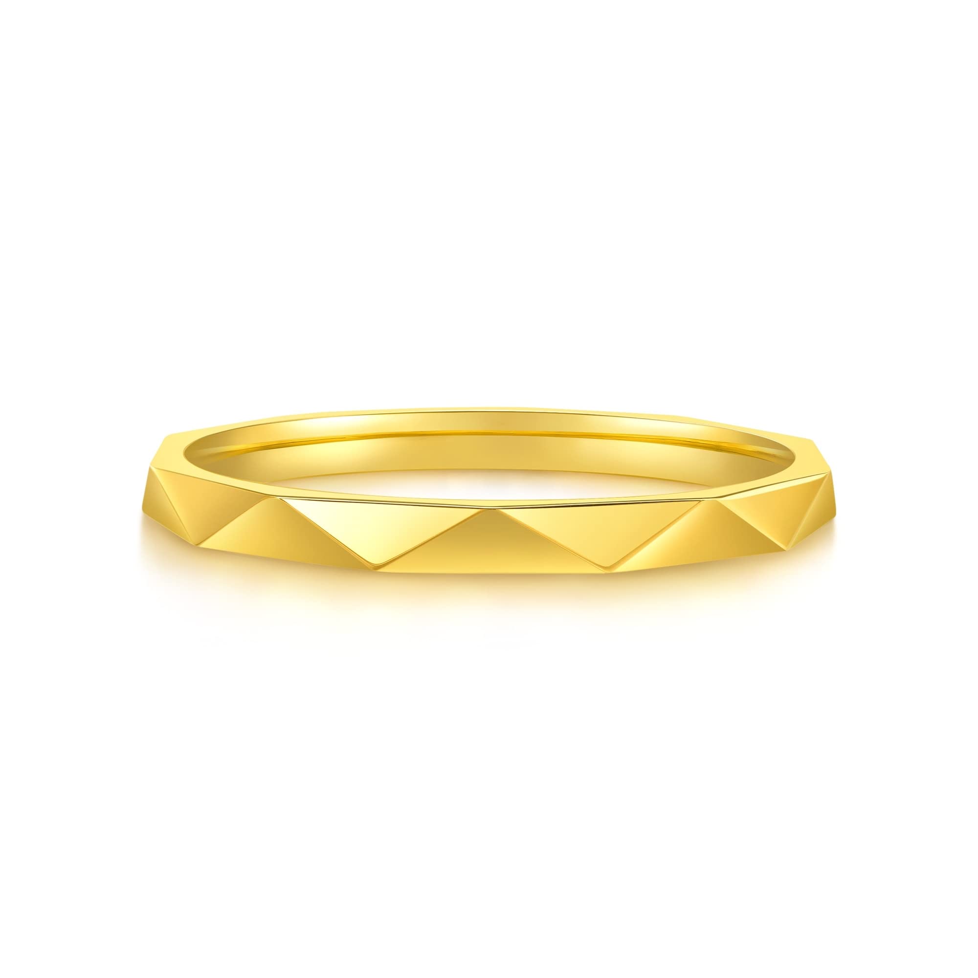 Chow Sang Sang Dazzling Mirror Gold 999.9 24K Solid Gold Price-by-Weight Gold Simple Decagon with Triangular Pattern Stackable Slip-On Bangle for Women 93421K (Approx. 2.34tael (~87.58g), 8 (Wrist Size:15-16 CM))