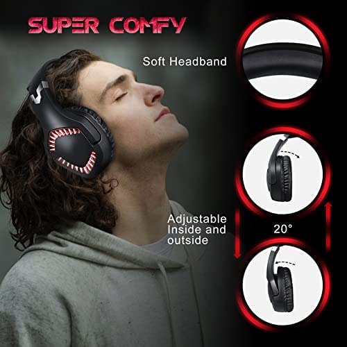 ONIGAL Gaming Headset with Stereo Surround Sound, Gaming Headset with Mic & LED Light Noise Cancelling Over Ear Headphones for 360