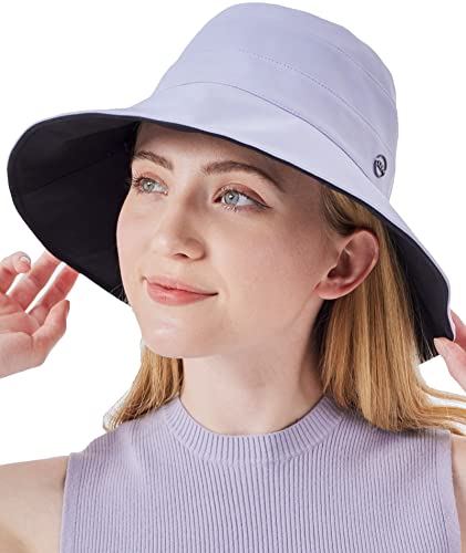 BENEUNDER Women Bucket Hat Packable Reversible Fishing Hiking Travel Sun Hat (Purple+Black)
