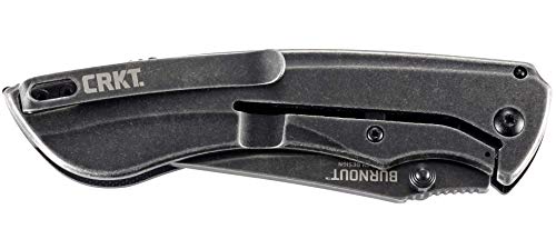 CRKT Burnout EDC Folding Pocket Knife: Everyday Carry Folder with Frame Lock, Drop Point Blade, Black Stonewash Finish, Thumbstud, Assisted Opening, Carbon Fiber and G10 Handle 4123K