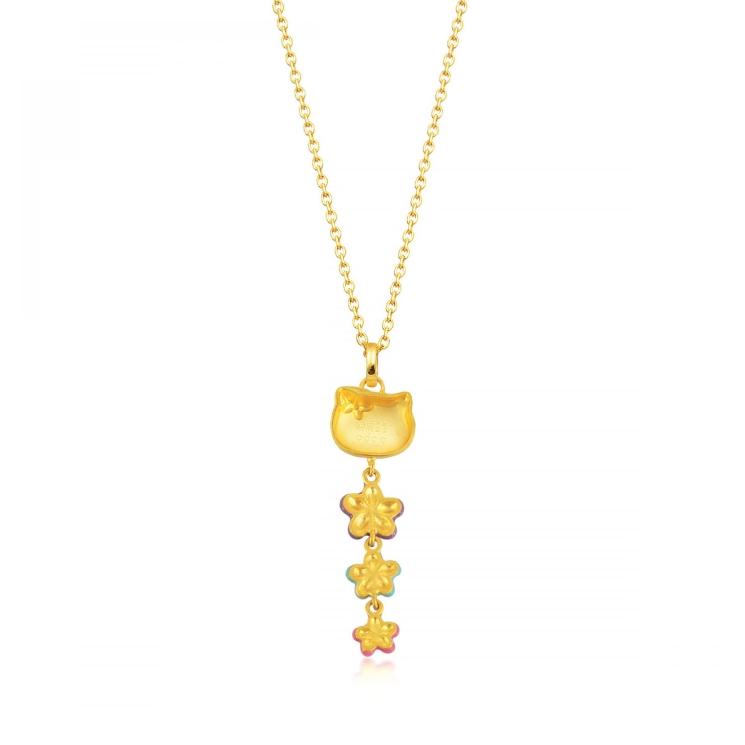 CHOW SANG SANG Sanrio 999.9 24K Solid Gold Hello Kitty with Flowers Pendant for Women 75426P [Not Include the Necklace]