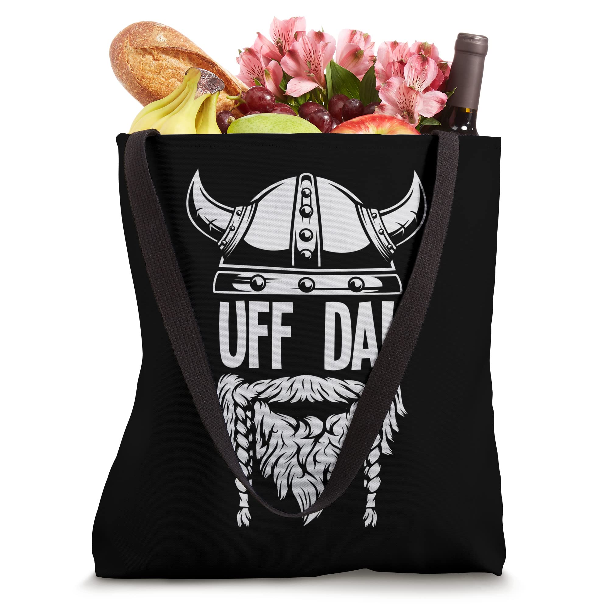 Uff Da Norwegian Quote Scandinavian Viking Helmet Beard Man Tote Bag