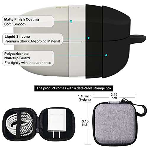 for Sony WF 1000XM4 Case Cover Monochrome Design, Smooth Surface Soft Silicone Material WAMOY WF-1000XM4 Protective Case (Black)