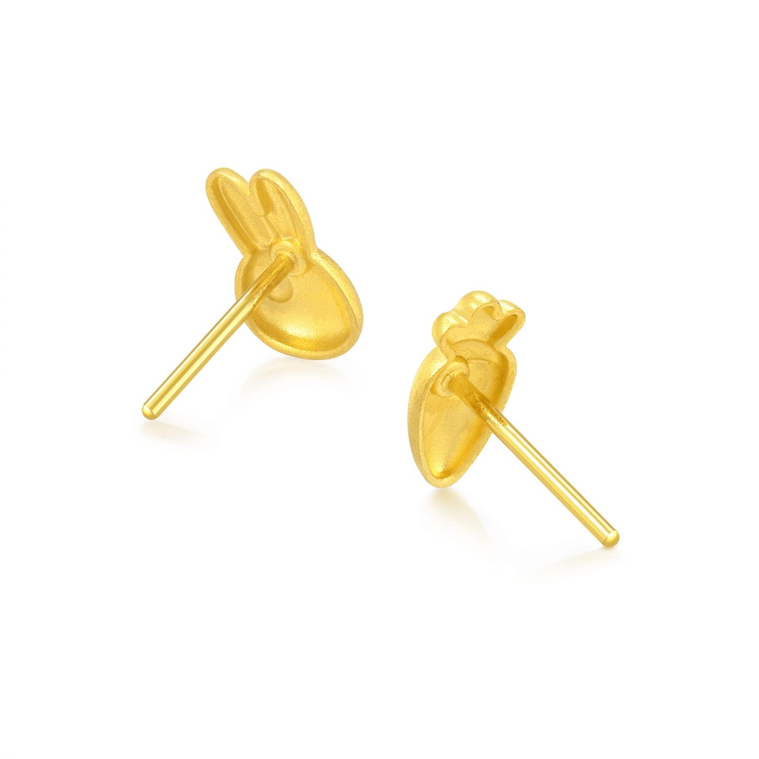 CHOW SANG SANG 999.9 24K Solid Gold Price-by-Weight 1.27g Gold Carrot and Rabbit Asymmetric Stud Earrings for Women 93648E