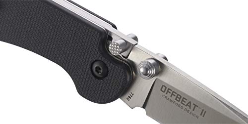 CRKT Offbeat II EDC Folding Pocket Knife: Everyday Carry, Satin Blade, Crawford Lockback Safety, Nylon Handle, Reversible Pocket Clip 7760