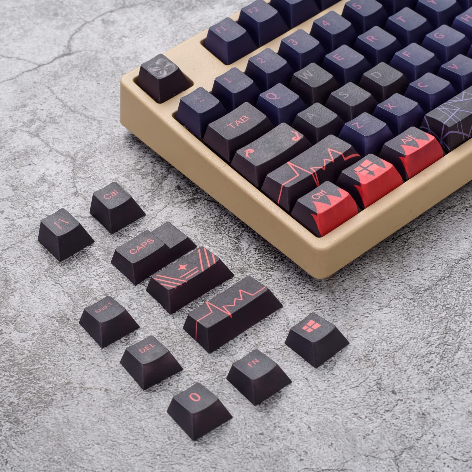 CalamariKey Dark Blue Keycaps,PBT Dye Sub Keycaps Set for Mechanical Gaming Keyboards 123 Keys US English Layout