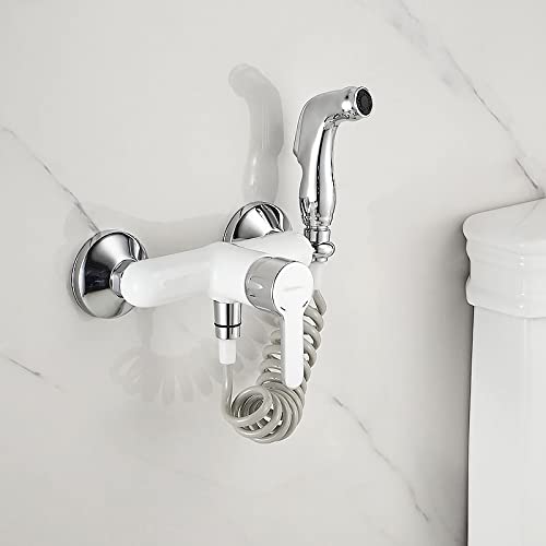 DFHBFG Bidets Faucet White Toilet Cleaner Set Shower Spray Bidet Sprayer Faucets Wall Mounted