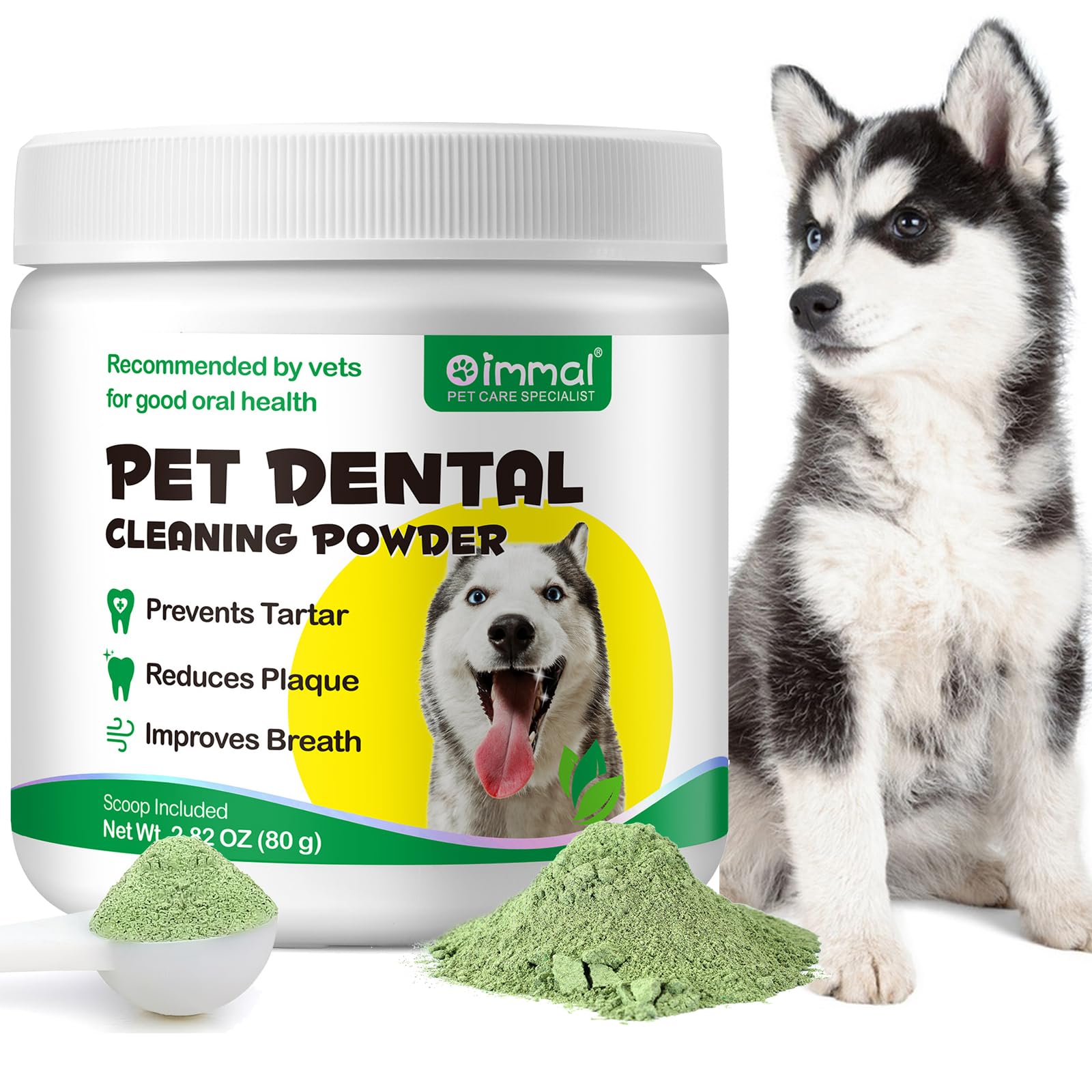 PLSHSBSE Dog Dental Powder 80G, Dog Dental Care Breath Freshener, Dental Powder for Dog Teeth Cleaning, Plaque Tartar Off Powder for Dogs, Dog Teeth Cleaning Powder with Probiotics