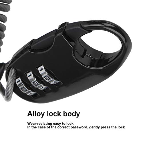 Bicycle Helmet Lock, Bike Cable Lock Steel Wire Lock Rope Design for Home for Outdoors(Black)