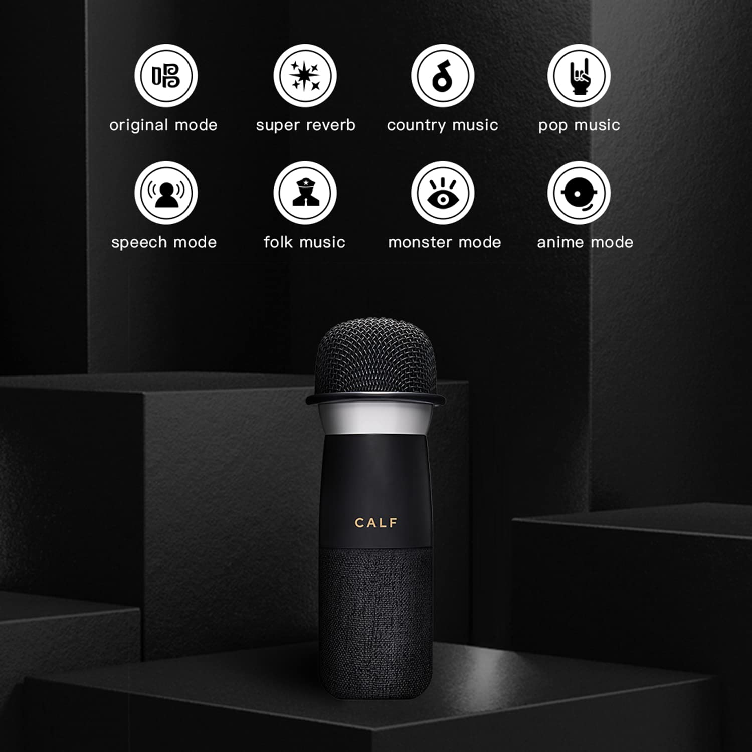 CALF Karaoke Microphone Wireless Bluetooth Portable Mini Adults Handheld Mic Speaker Singing Home KTV Party Indoor Electronic Gifts for All Smartphones PC M1 Black