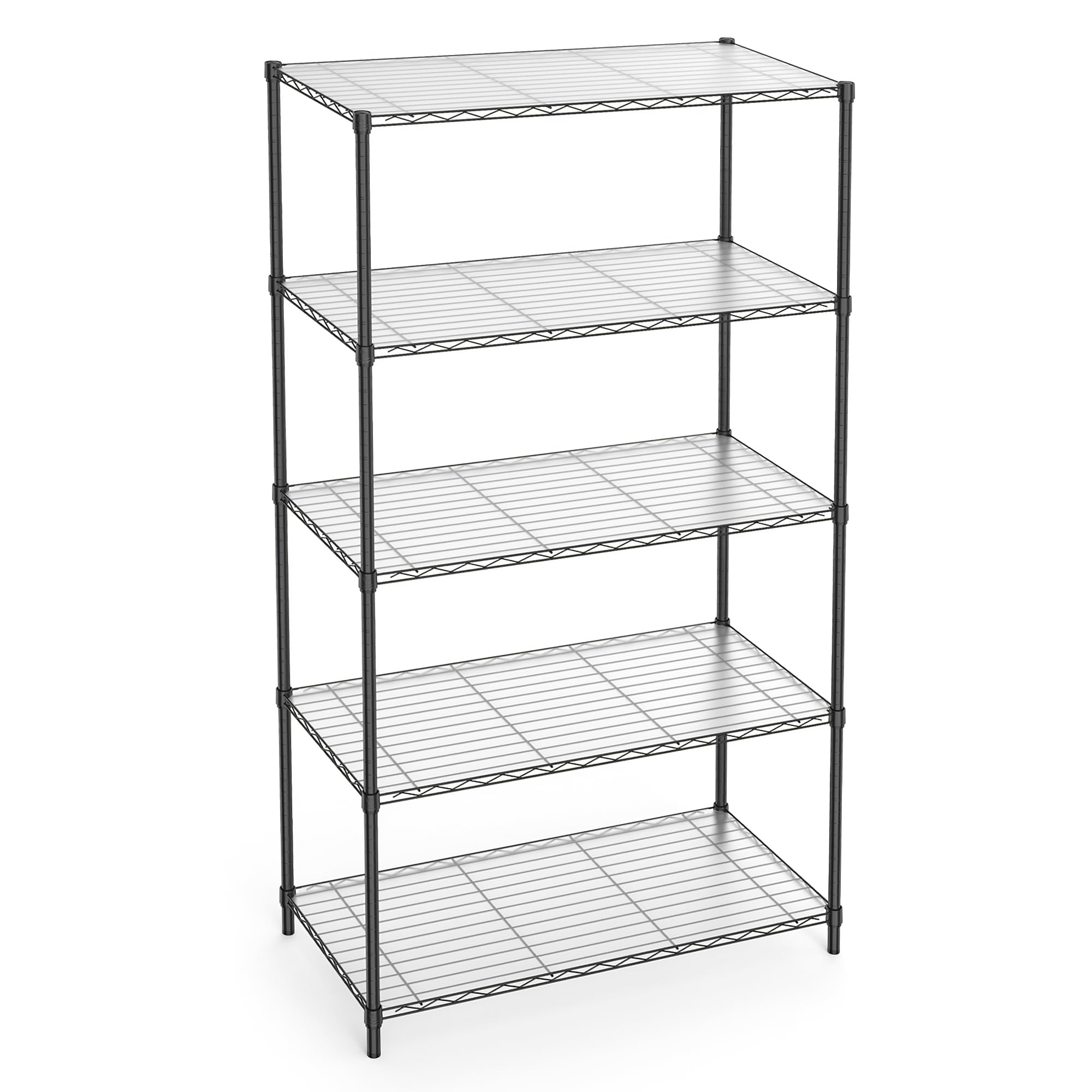 Dolonm 5-Tier Storage Shelves Wire Shelving Unit, 1750 LBS NSF Height Adjustable Shelves Organizer, 16" L x 36" W x 72" H, Heavy Duty Metal Garage Shelving for Restaurant, Kitchen, Laundry, Black