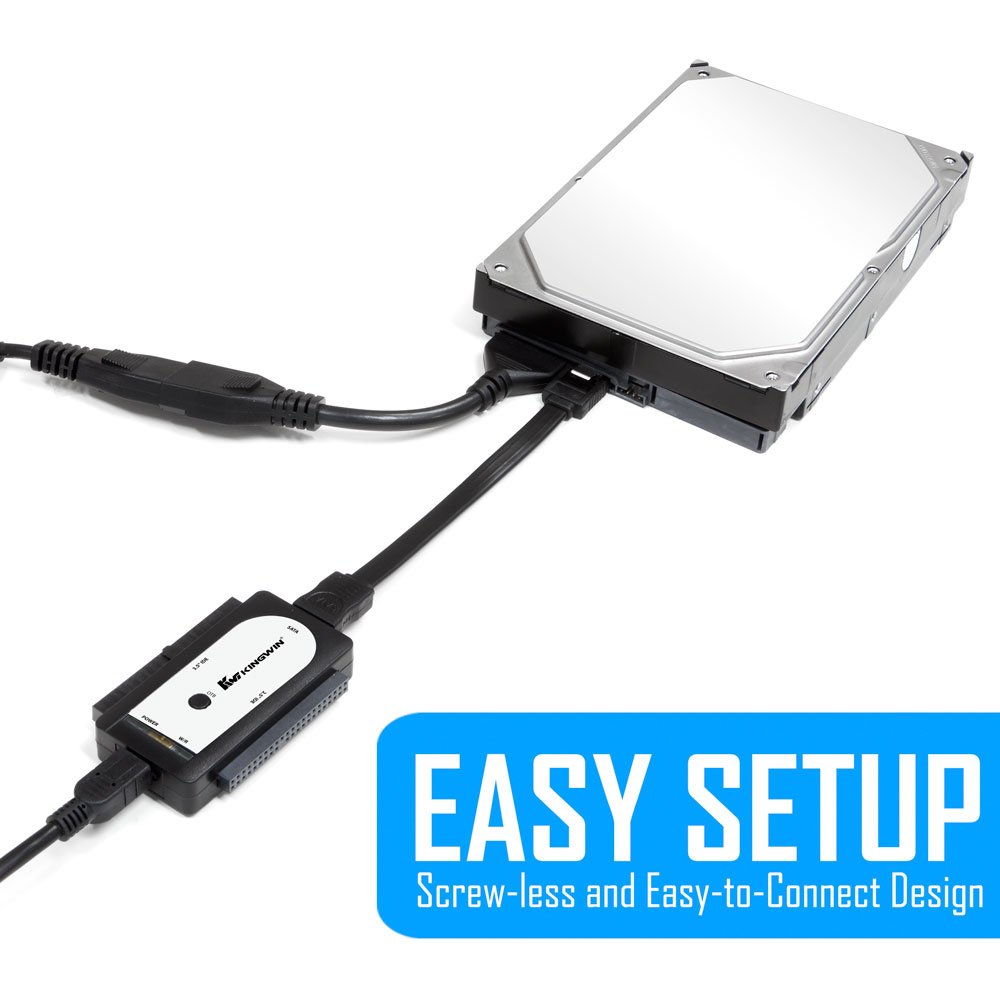 Kingwin USI-2535 USB 2.0 to SATA/IDE Adapter for 2.5 Inch, 3.5 Inch, 5.25 Inch Hard Drives with One Touch Back-Up, Power Supply Included