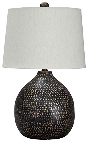 Signature Design by Ashley Maire Contemporary 25" Metal Table Lamp, Black & Gold Finish