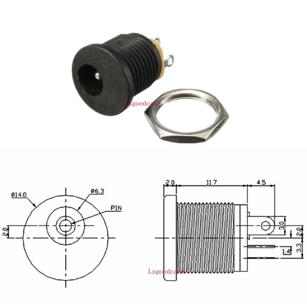 Lsgoodcare 30Pack 5.5MM x 2.1MM Female DC Power Jack 3Pin Panel Mount Connector with Dustproof Plug (5.5 * 2.1mm)