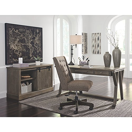 Signature Design by Ashley Luxenford Rustic Farmhouse 60" Home Office Desk with Drawers, Distressed Gray