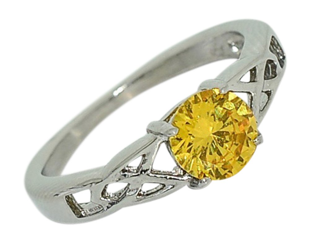 Birthstone Ring~November~Stainless Steel~Celtic~Cubic Zirconia CZ~Citrine~Yellow Crystal~Mother's Ring~Fashion Ring~Women's Jewelry (5)