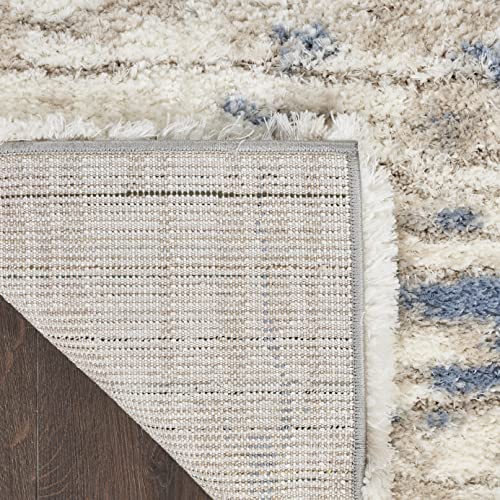 Nourison Luxurious Shag Modern & Contemporary Light Blue Grey 6'7" x 9'2" Area -Rug, Easy -Cleaning, Non Shedding, Bed Room, Living Room, Dining Room, Kitchen (7x9)